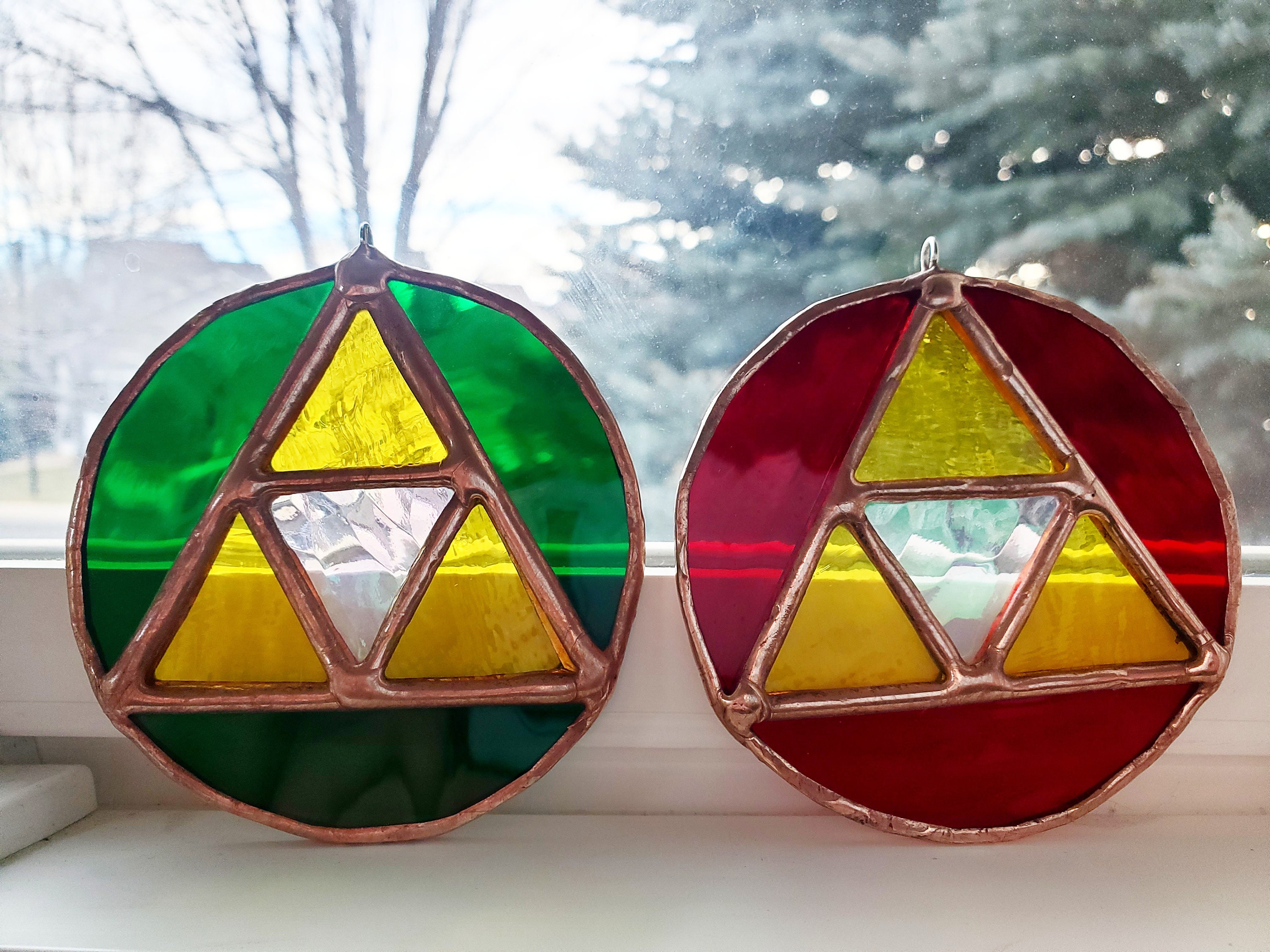 Stained Glass Zelda Triforce Ornament - Etsy
