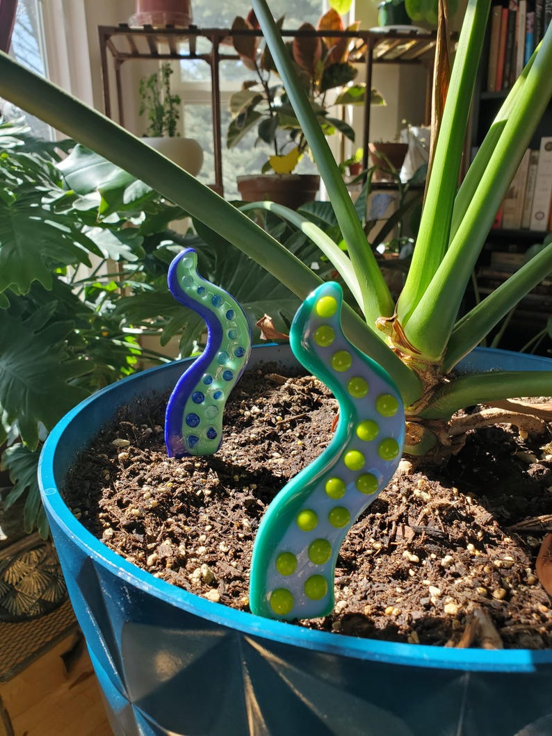 Fused Glass Octopus Tentacle Plant Stake - Etsy