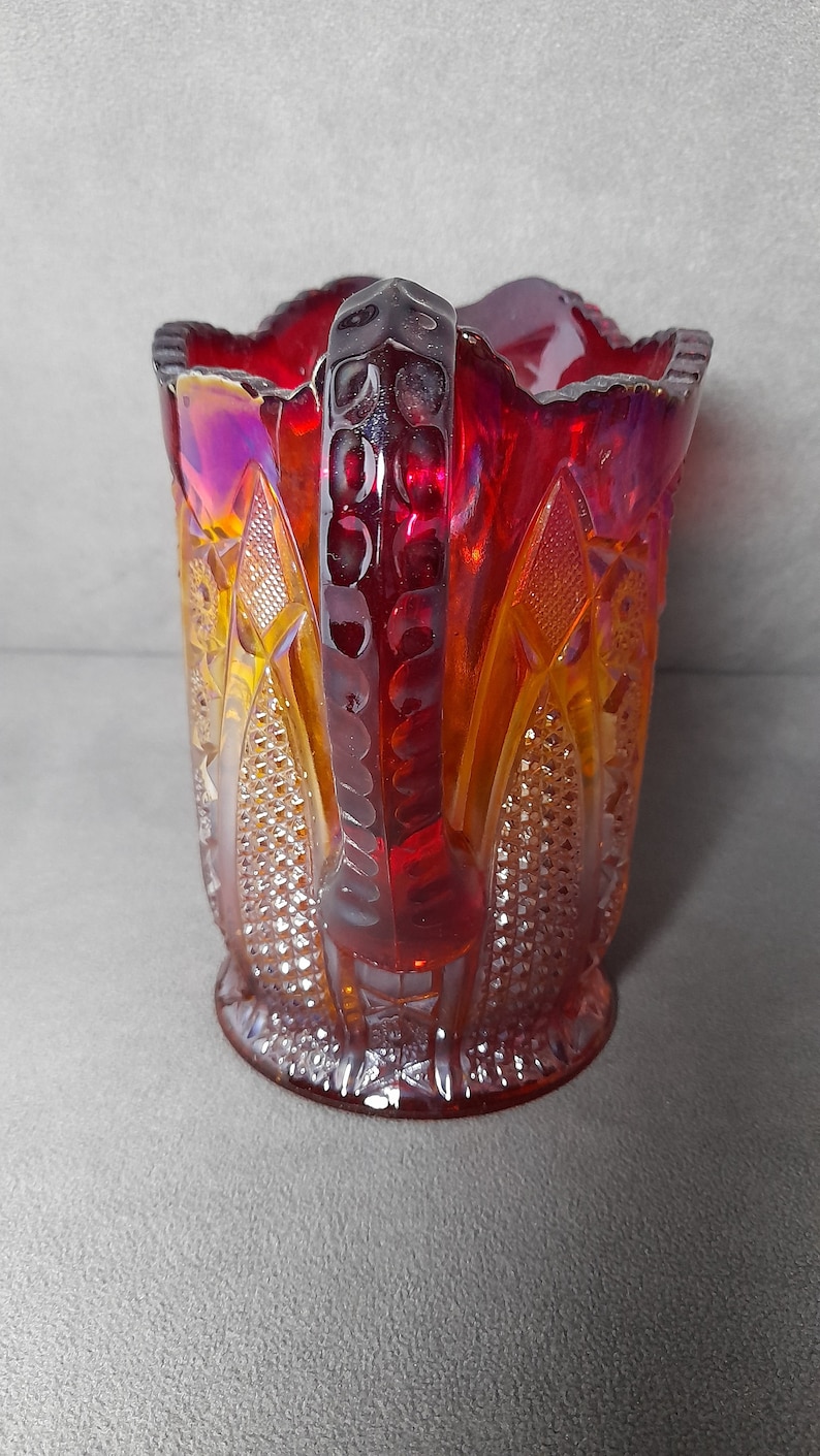 Antique Indiana Glass Sunset Design Pitcher - Etsy