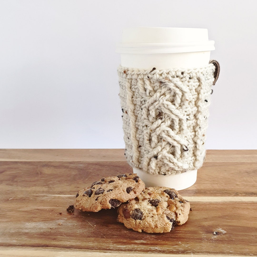 PATTERN ONLY - Crochet Cabled Coffee Cozy. Takeaway Coffee Sleeve. DIY ...