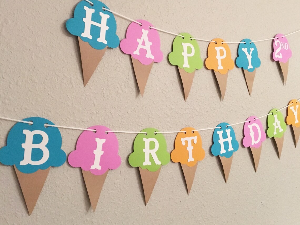 Ice Cream Banner/ Ice Cream Birthday Banner/ Ice Cream Party/ - Etsy