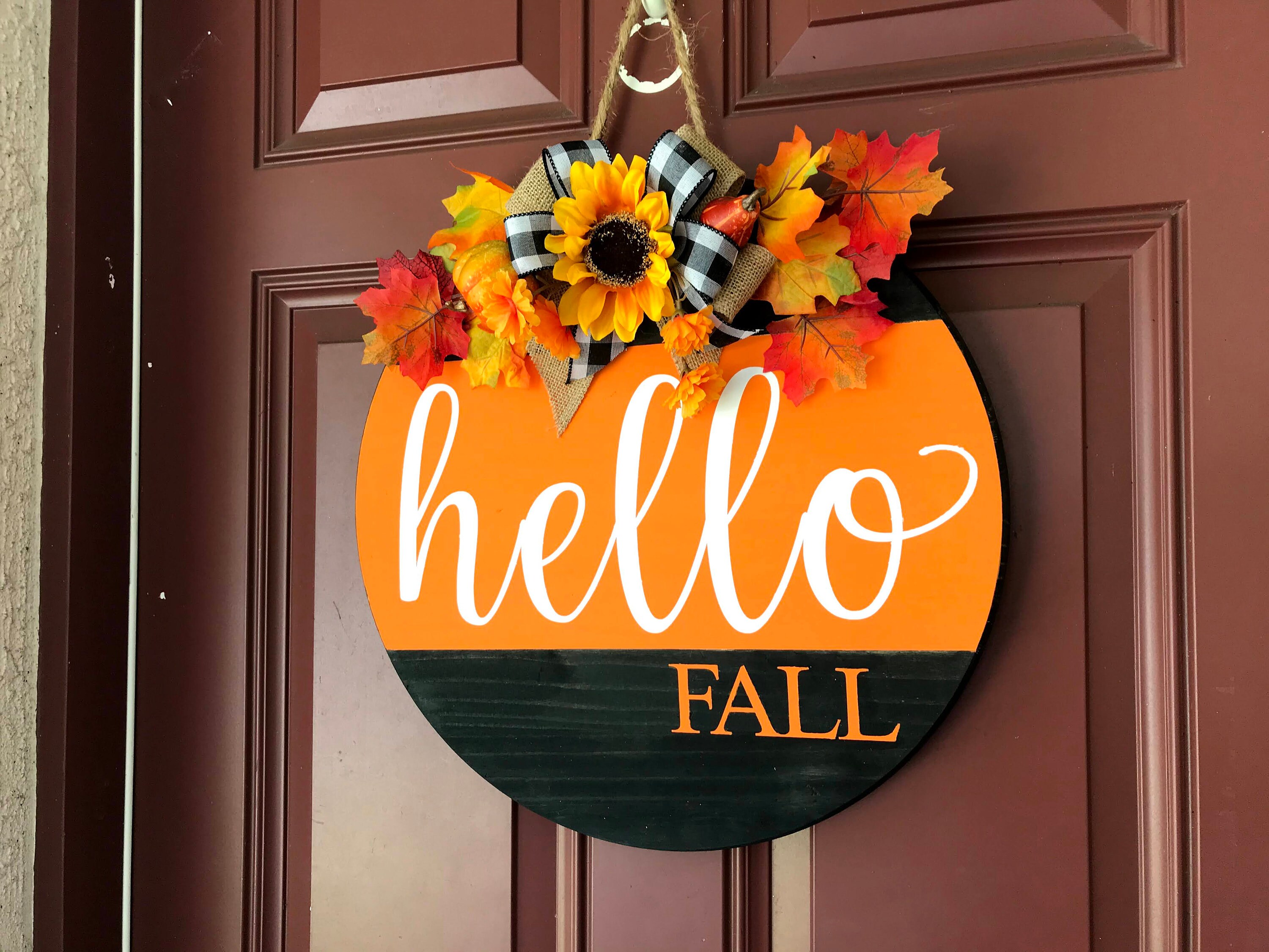 Front Door Decor Hello Fall Unique Autumn Gift Fall - Etsy