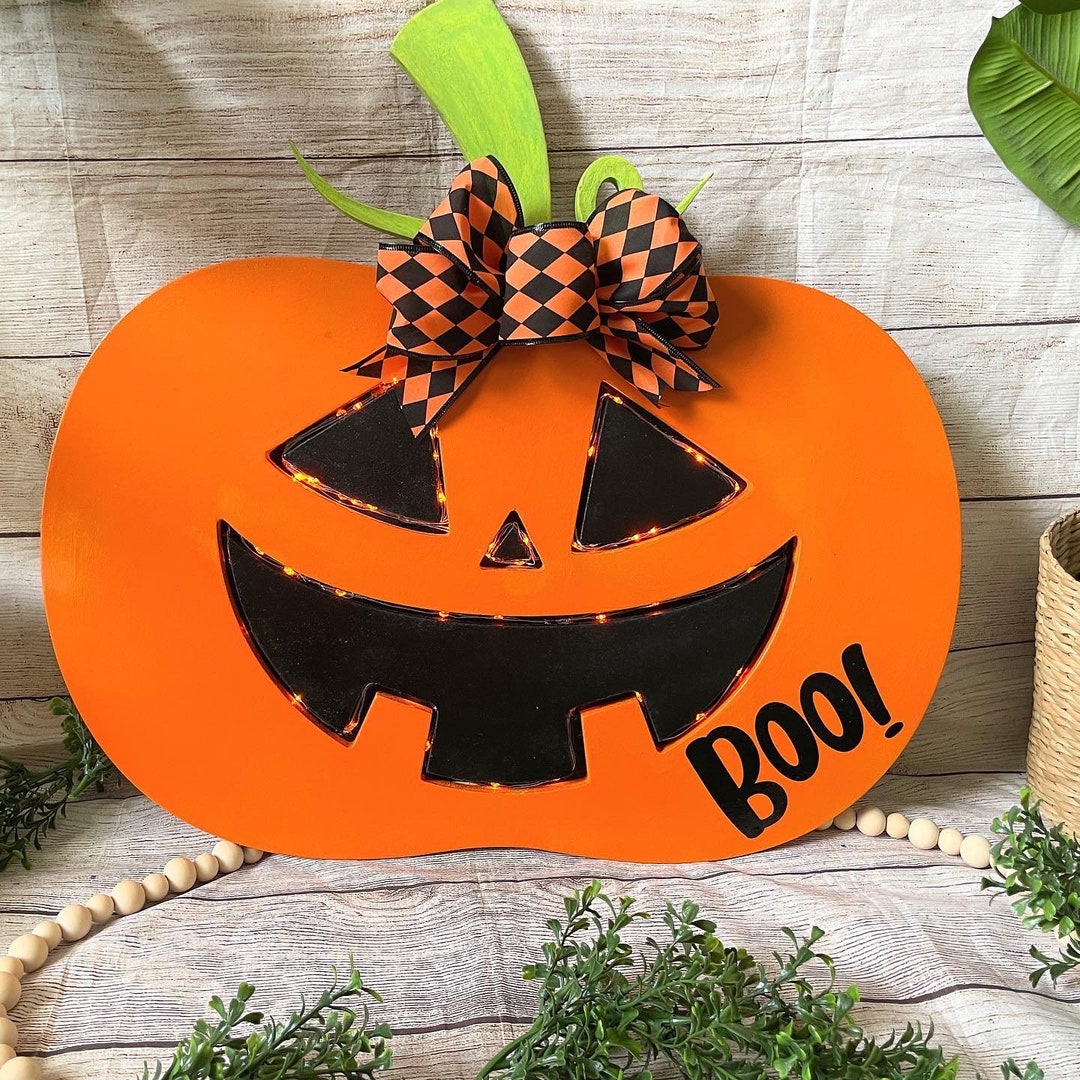 Front Door Decor Happy Halloween Door Hanger Pumpkin - Etsy