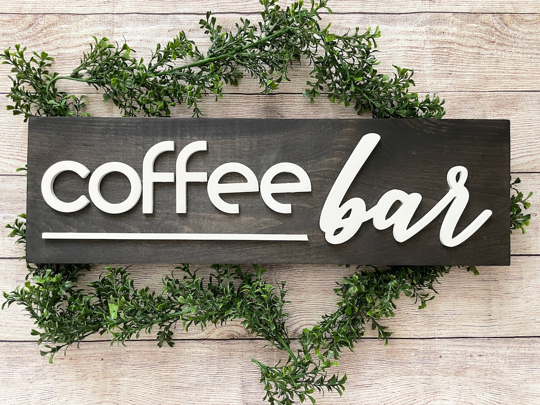 Coffee Bar Sign Farmhouse Wall Decor Wood Sign Open Daily - Etsy
