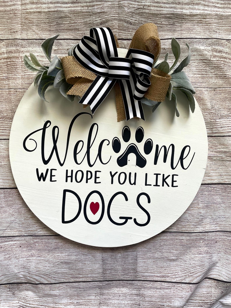 Front Door Decor Welcome Sign Front Door Welcome Dog Sign - Etsy