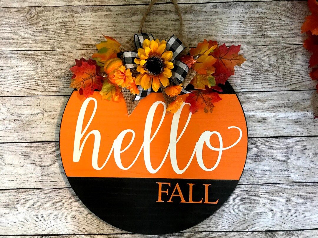 Front Door Decor Hello Fall Unique Autumn Gift Fall - Etsy