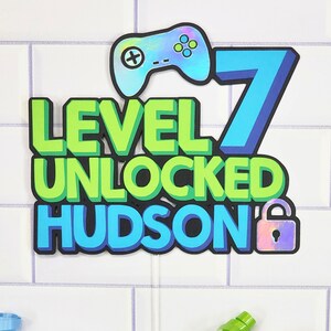 Level Unlocked Cake Topper, Customizable, Gamer Cake Topper, Video Game ...