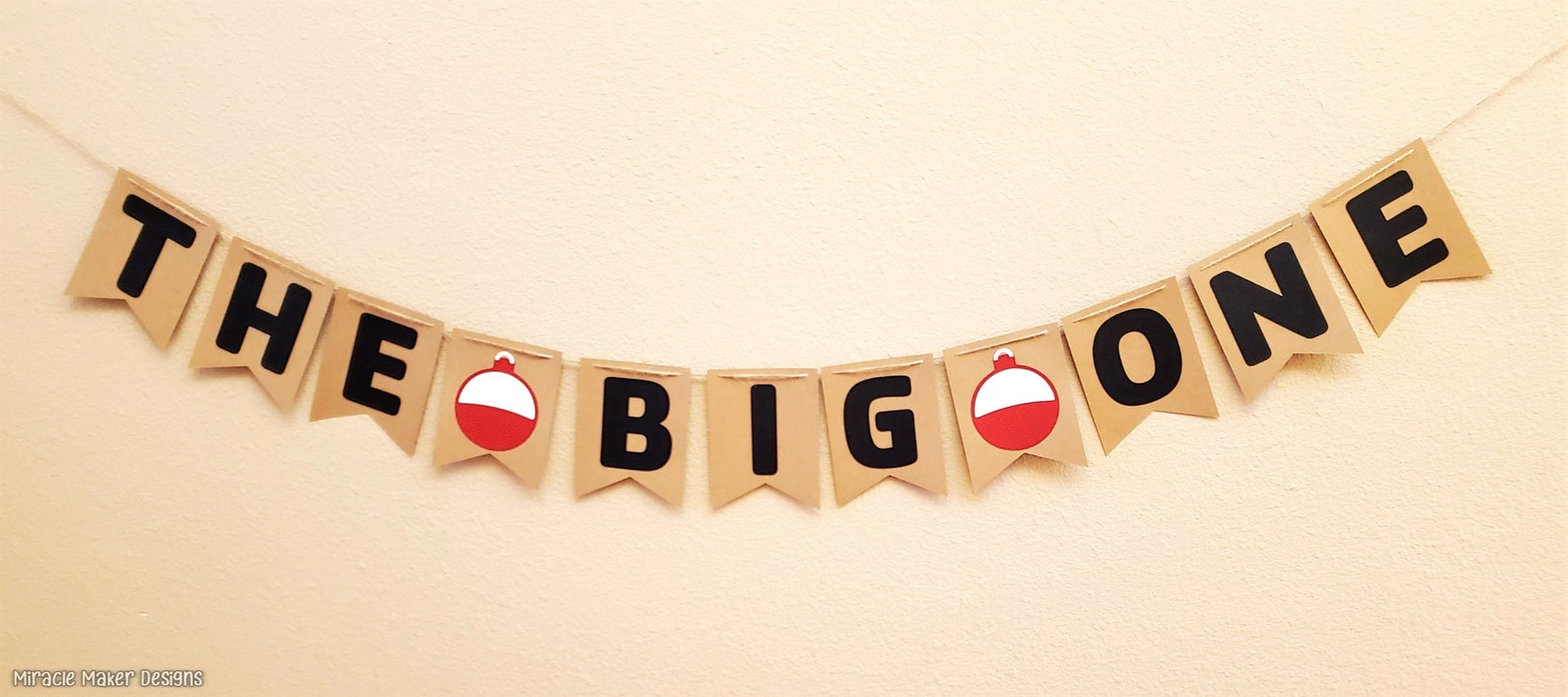 The Big One Banner and Garland, Ofishally One, Fishing Banner, Bobber ...