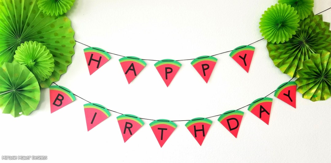One in A Melon Happy Birthday Banner, Watermelon Birthday Banner, One ...
