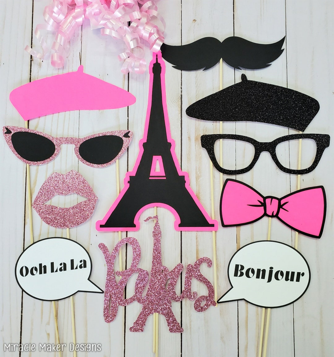 Paris Photo Booth Props, Parisian Party Decorations, Paris Party Table ...
