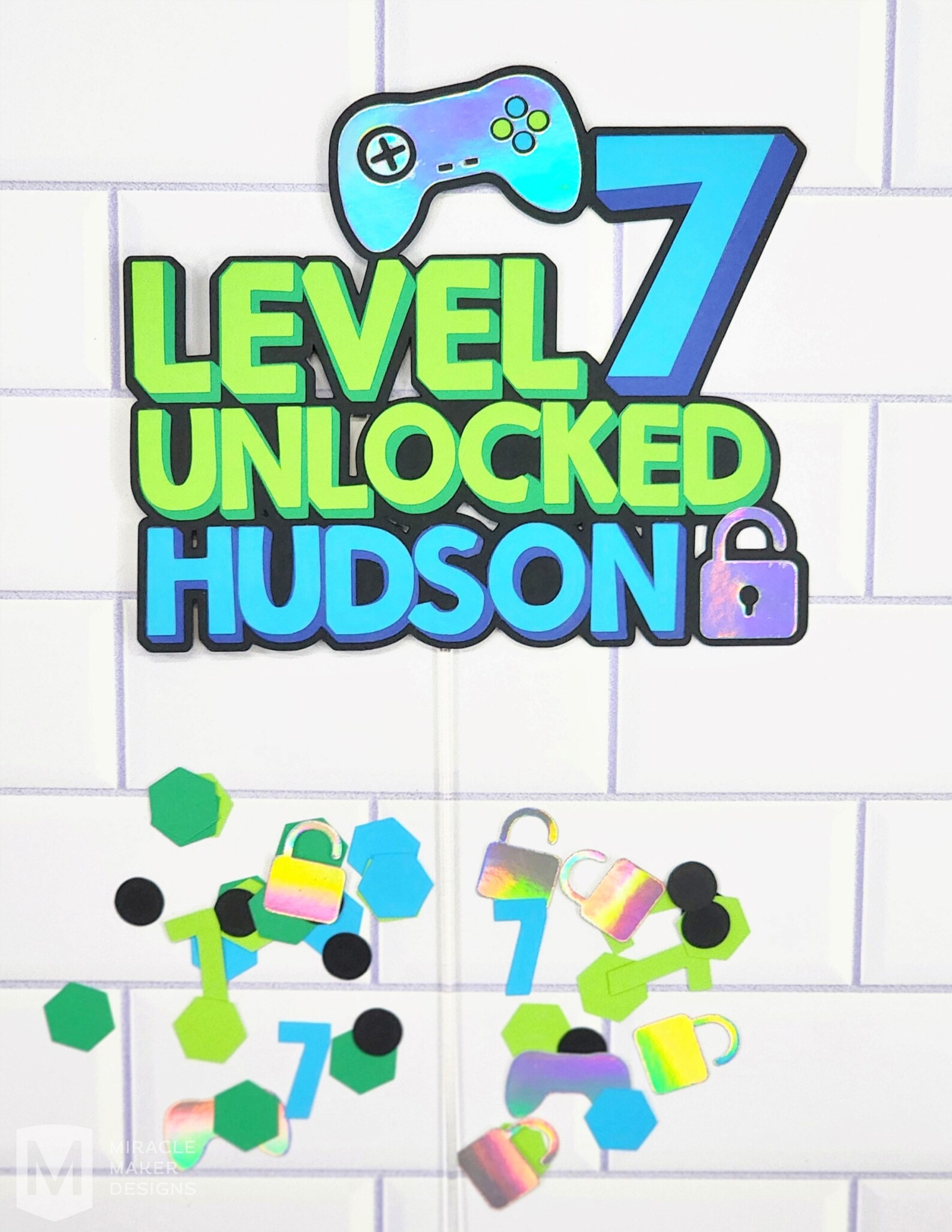 Level Unlocked Cake Topper, Customizable, Gamer Cake Topper, Video Game ...