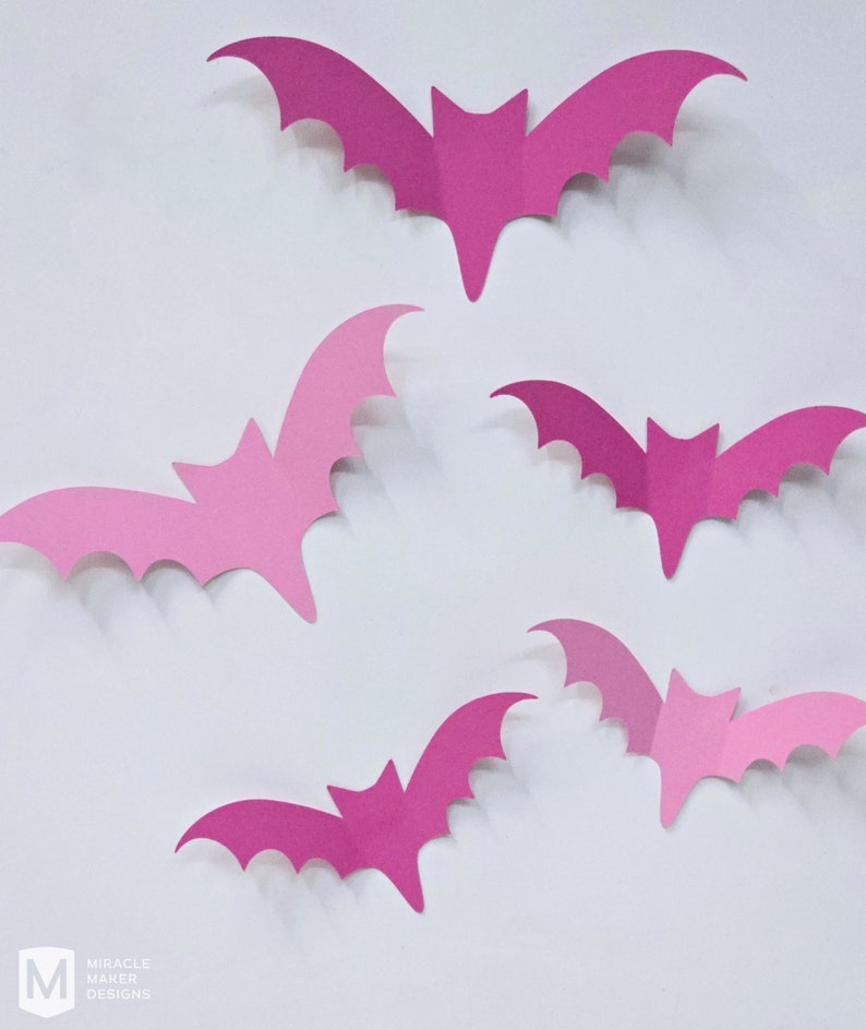 Pastel Halloween Bats, Turquoise and Pink Bats, Colorful Bats, 3D Bats ...