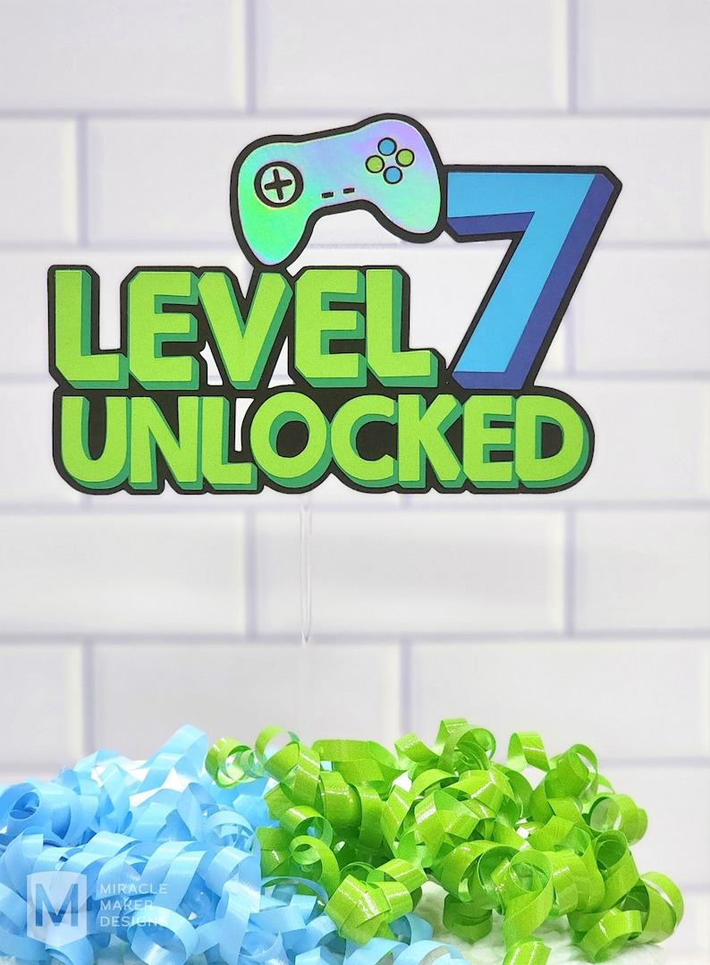 Level Unlocked Cake Topper, Customizable, Gamer Cake Topper, Video Game ...