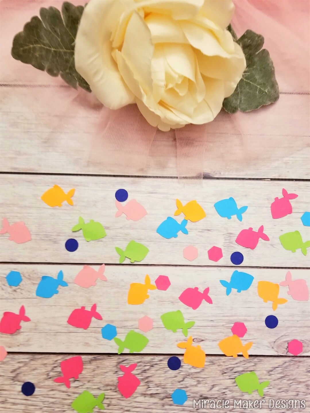 Pink Bright Fish Table Confetti, Ofishally One Table Scatter, Fishing ...