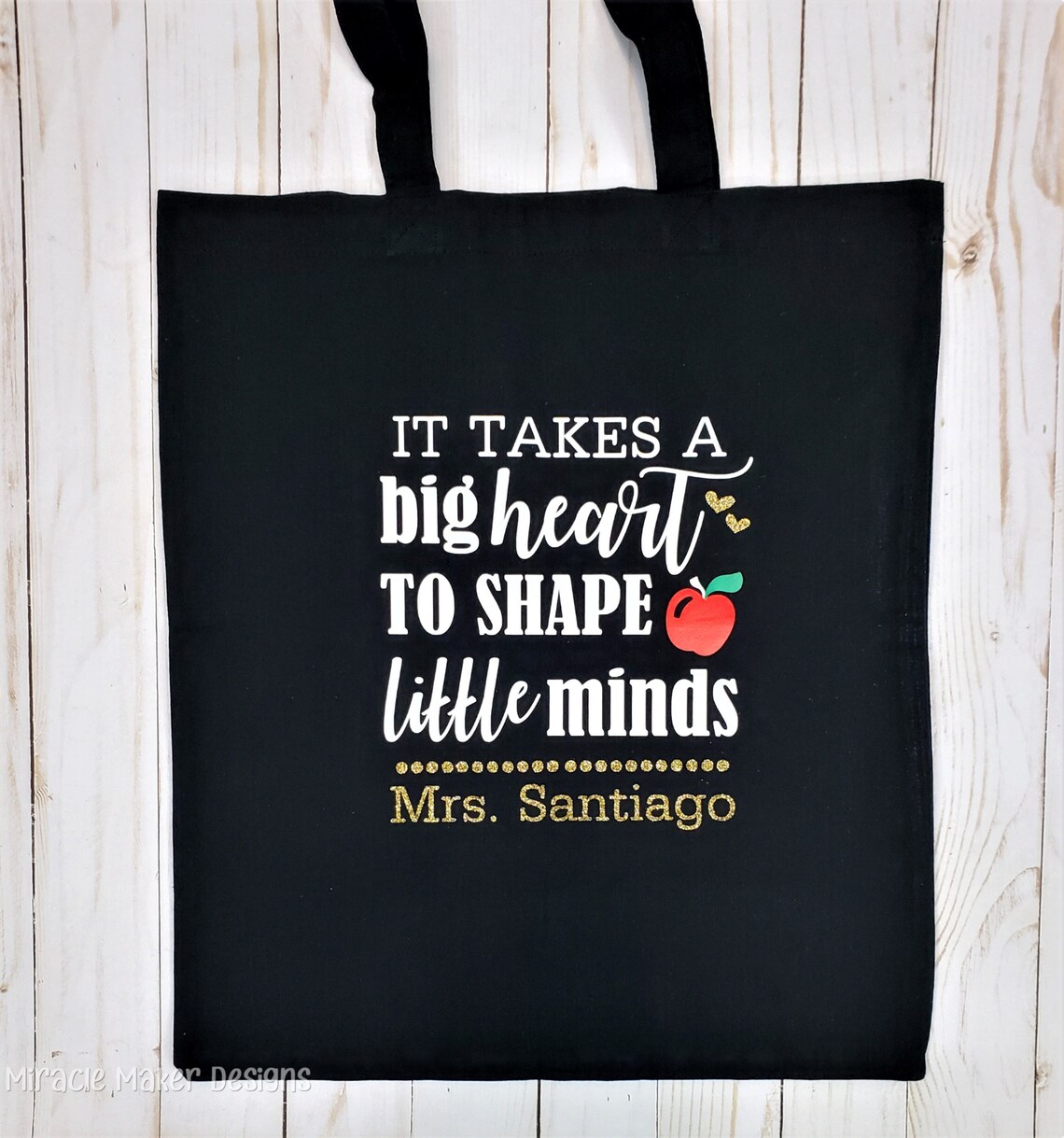Teacher Tote Bag, It Takes A Big Heart to Shape Little Minds, Teacher ...