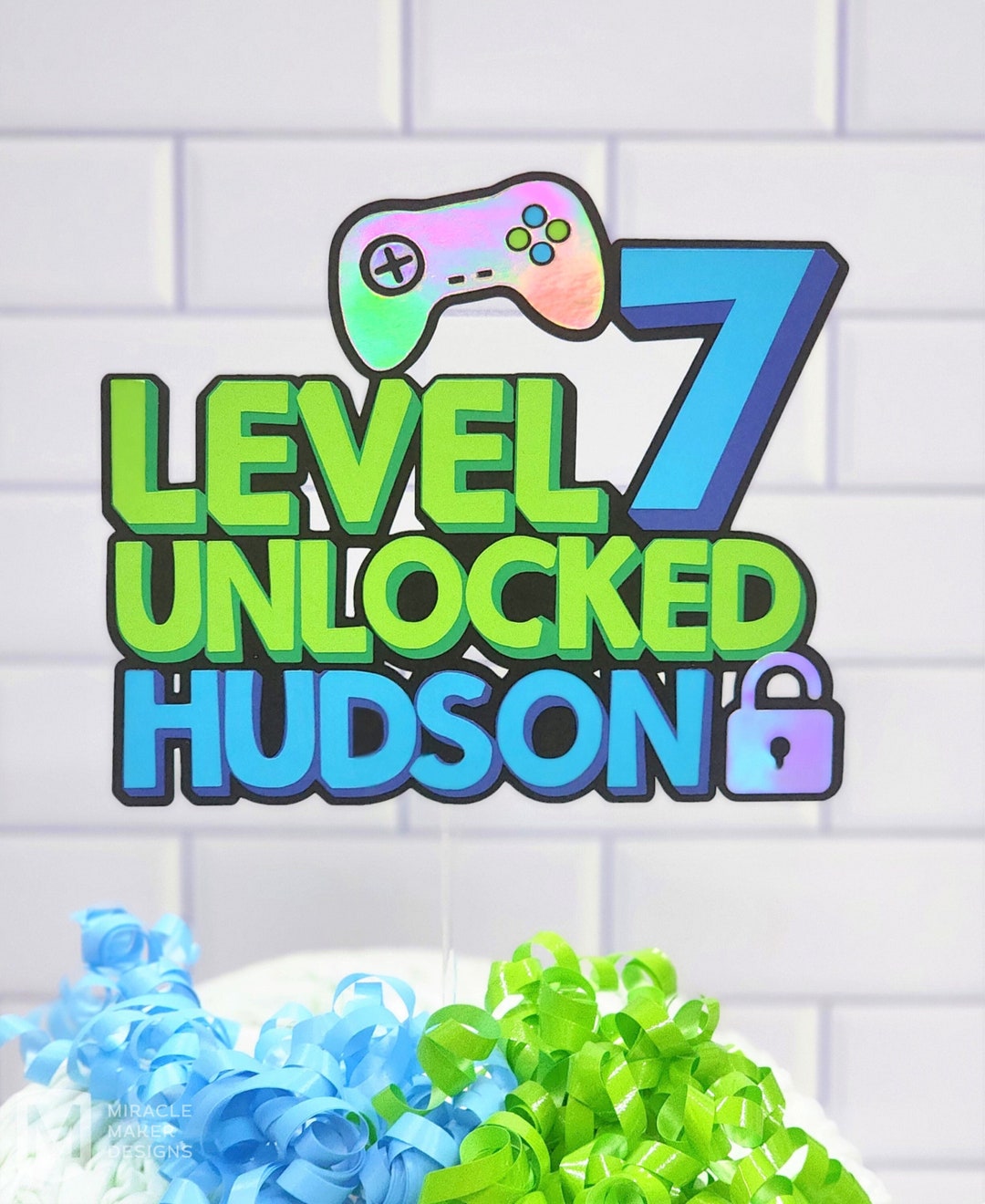 Level Unlocked Cake Topper, Customizable, Gamer Cake Topper, Video Game ...