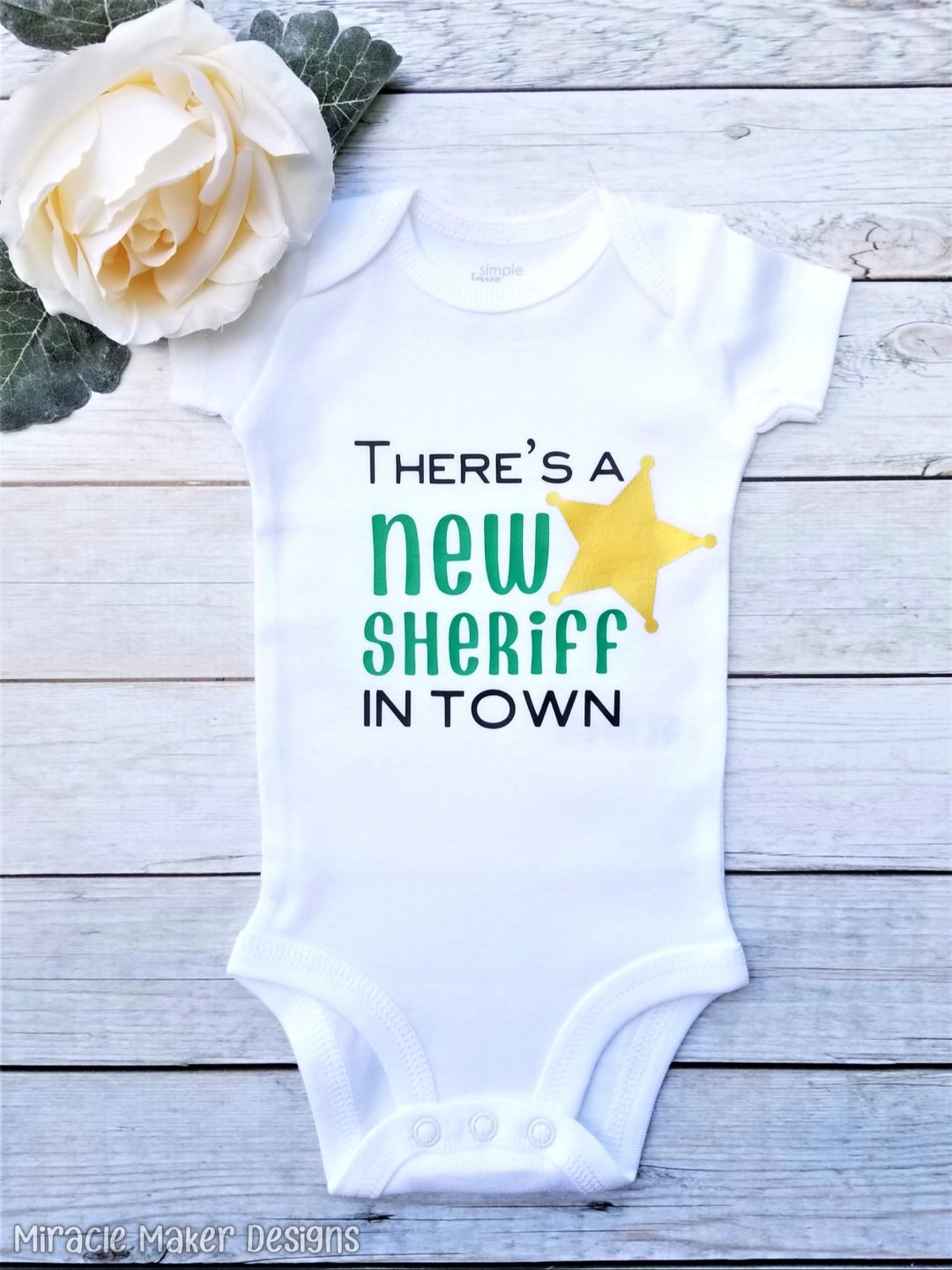 New Sheriff in Town Baby Bodysuit, Sheriff Baby Outfit, Police Baby ...