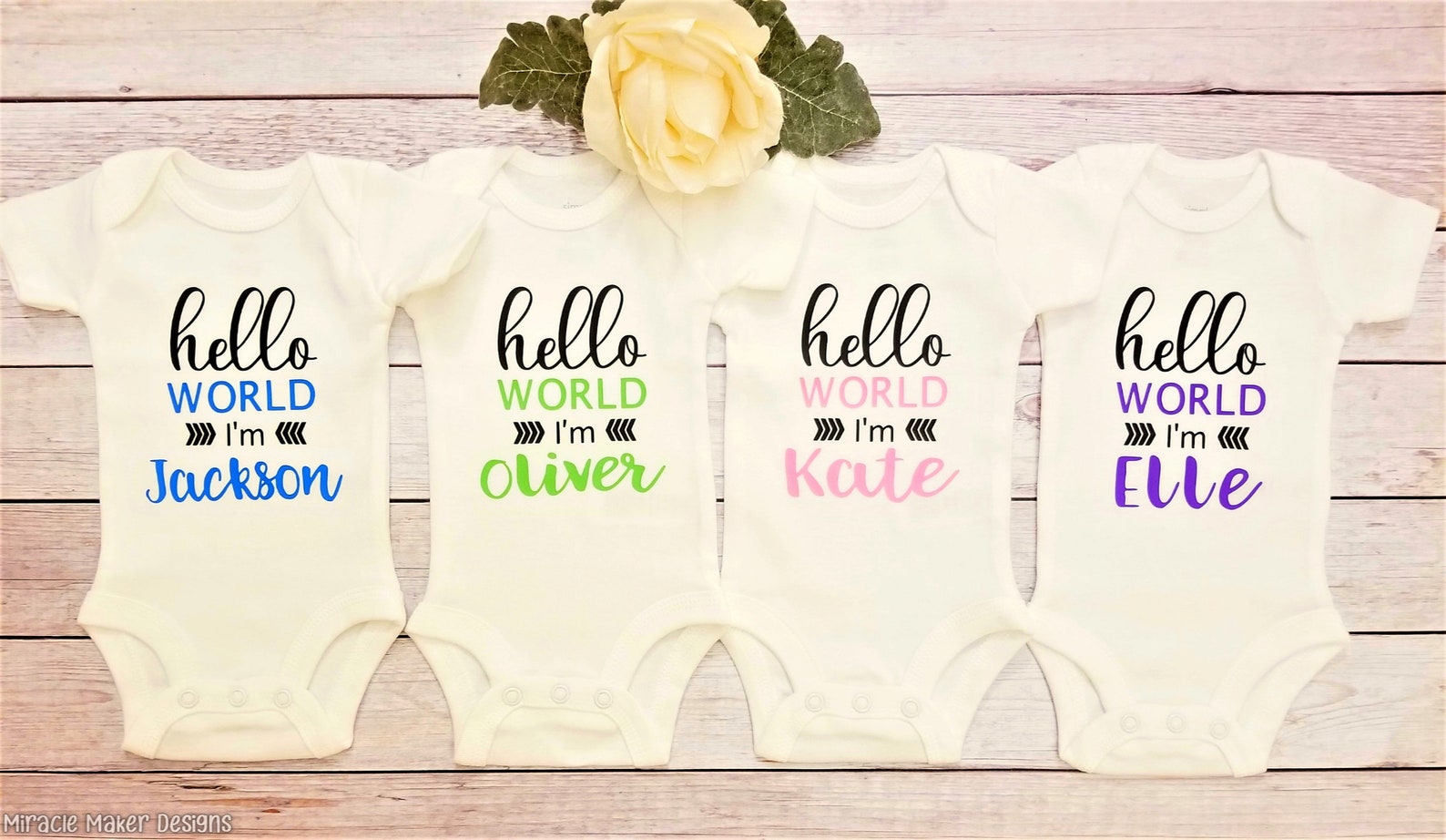 Hello World Bodysuit Newborn Outfit Baby Name Outfit - Etsy