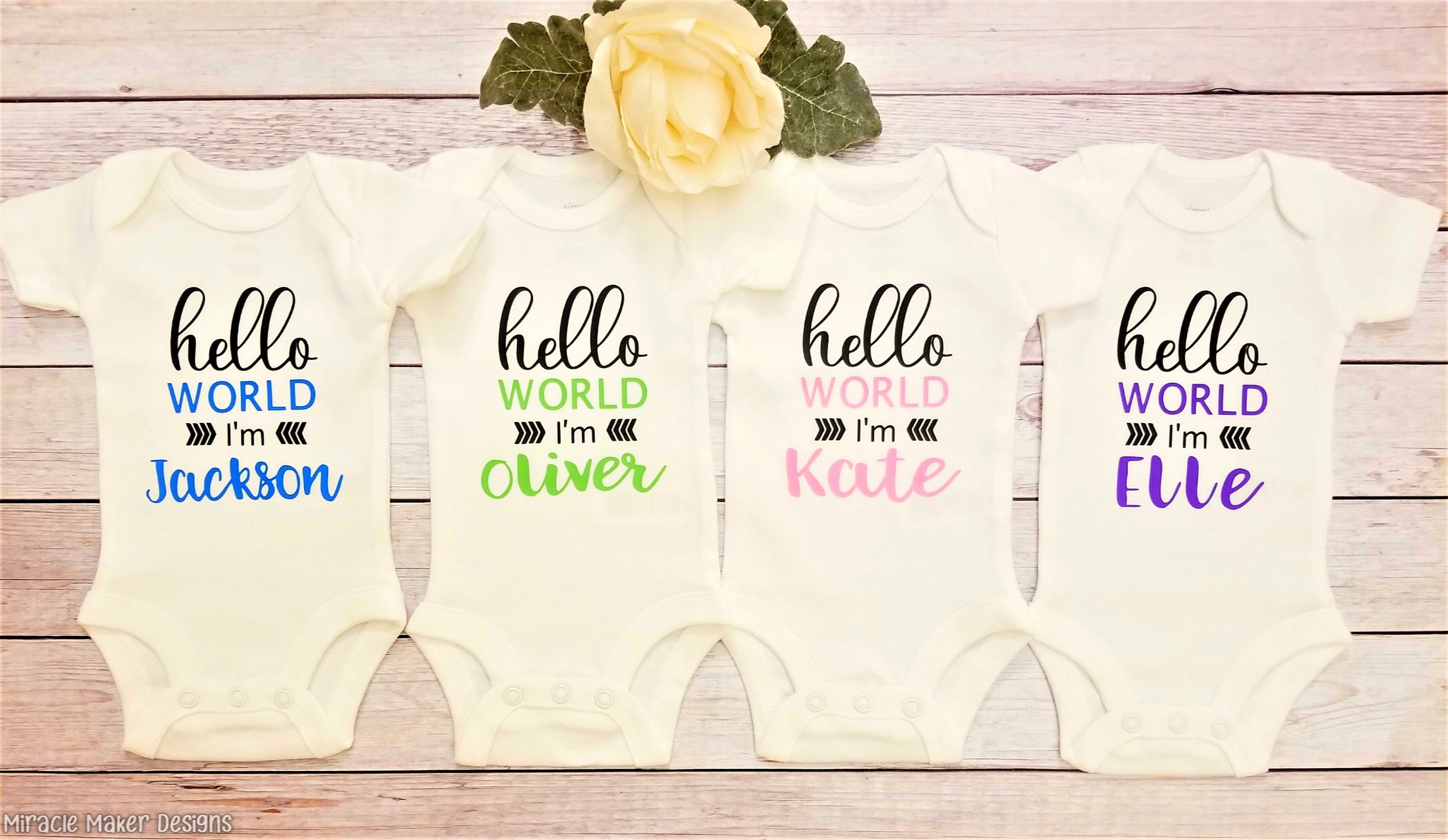 Hello World Bodysuit Newborn Outfit Baby Name Outfit | Etsy