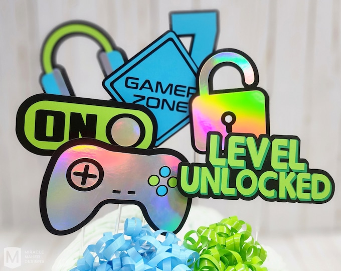 Level Unlocked Photo Booth Props, Any Age, Set of 7, Video Game Party ...