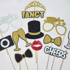 Fancy Photo Booth Props, Fully Assembled, Set of 12, Glitter Photobooth ...