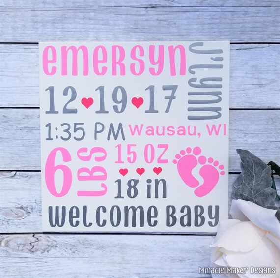 Personalized Birth Announcement Sign Birth Stat Sign Baby | Etsy