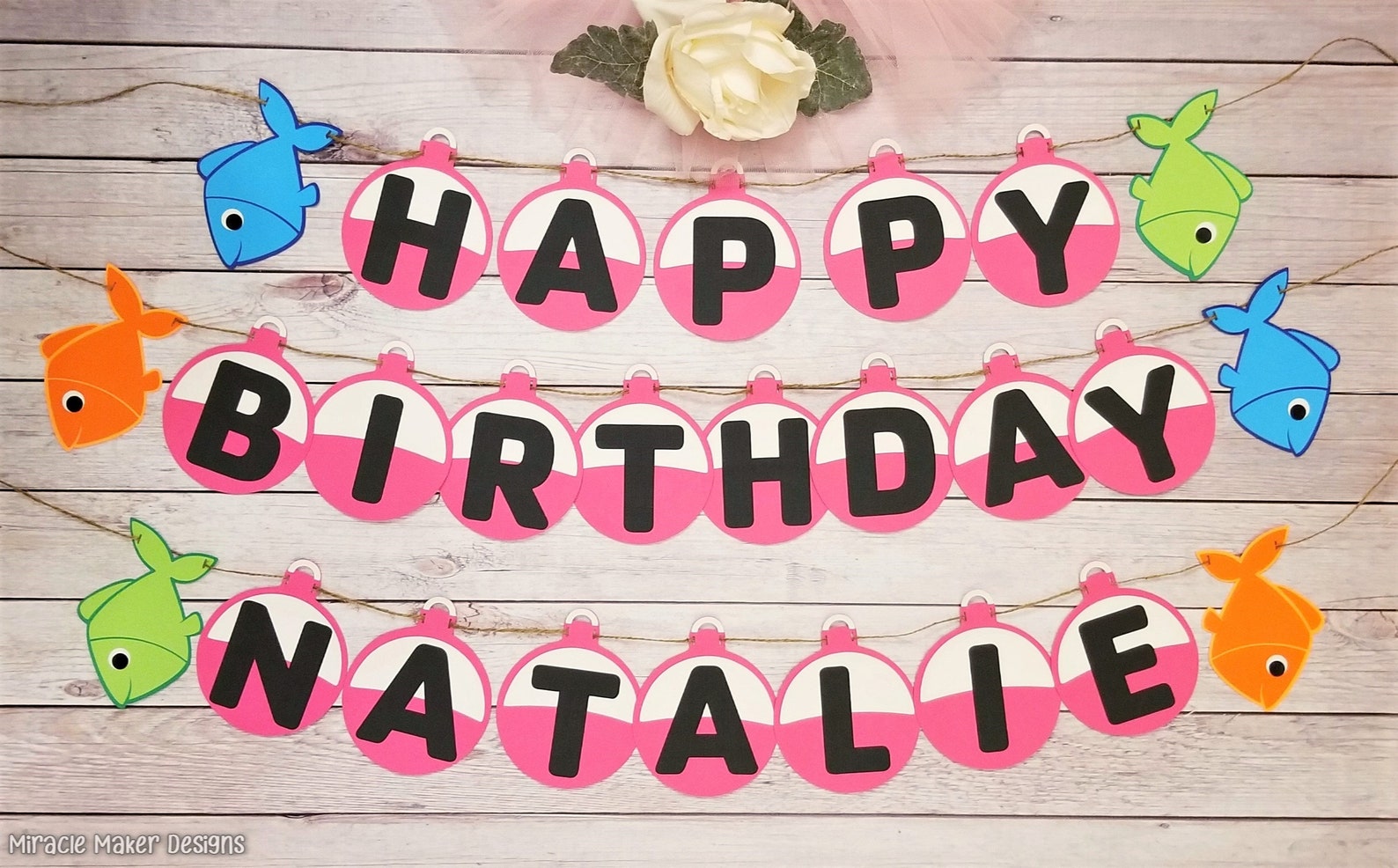 Pink Happy Birthday Bobber Banner Ofishally One Decorations | Etsy