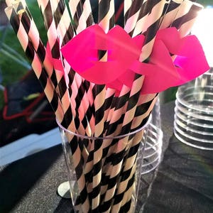 Lips Party Straws, Kisses Straw Toppers, Hot Pink Lips, Paper Straw ...