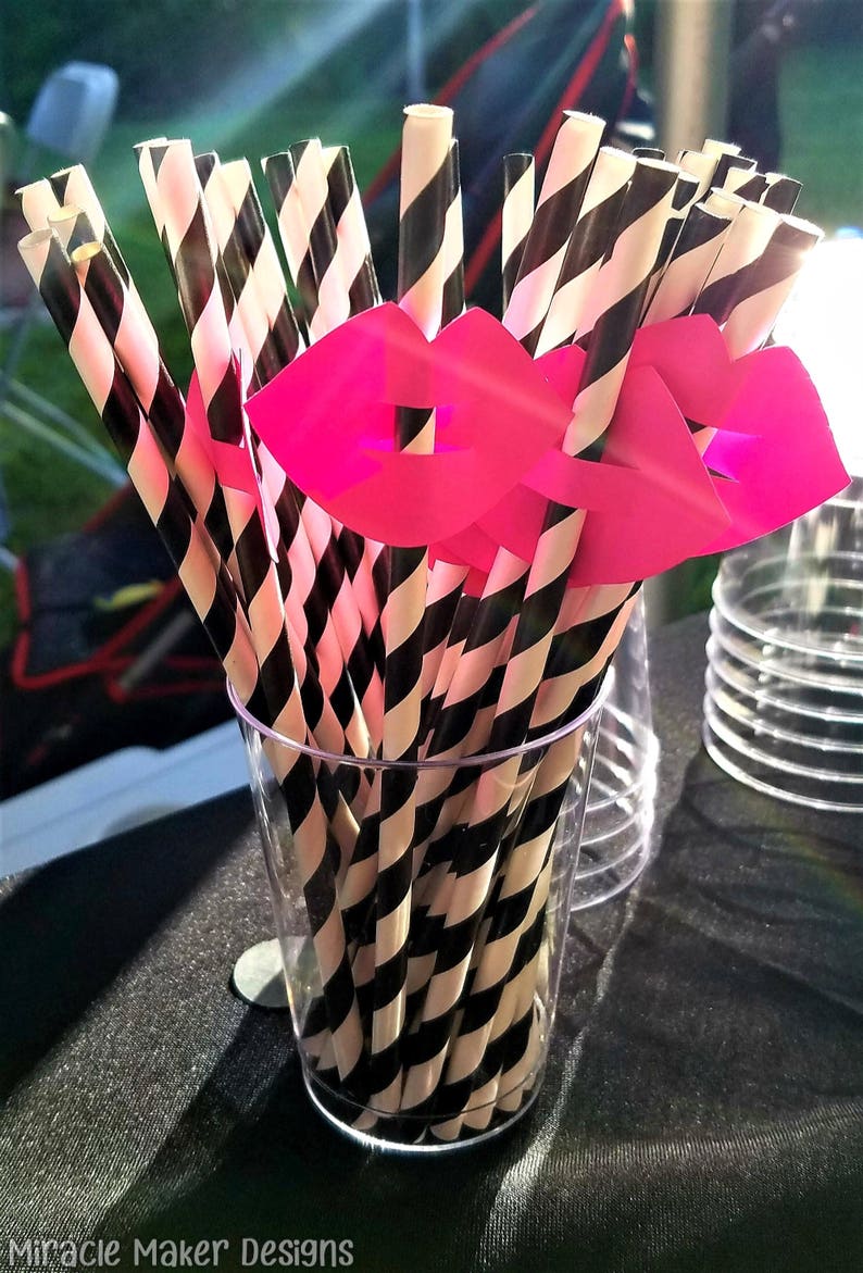 Lips Party Straws Kisses Straw Toppers Hot Pink Lips Paper - Etsy