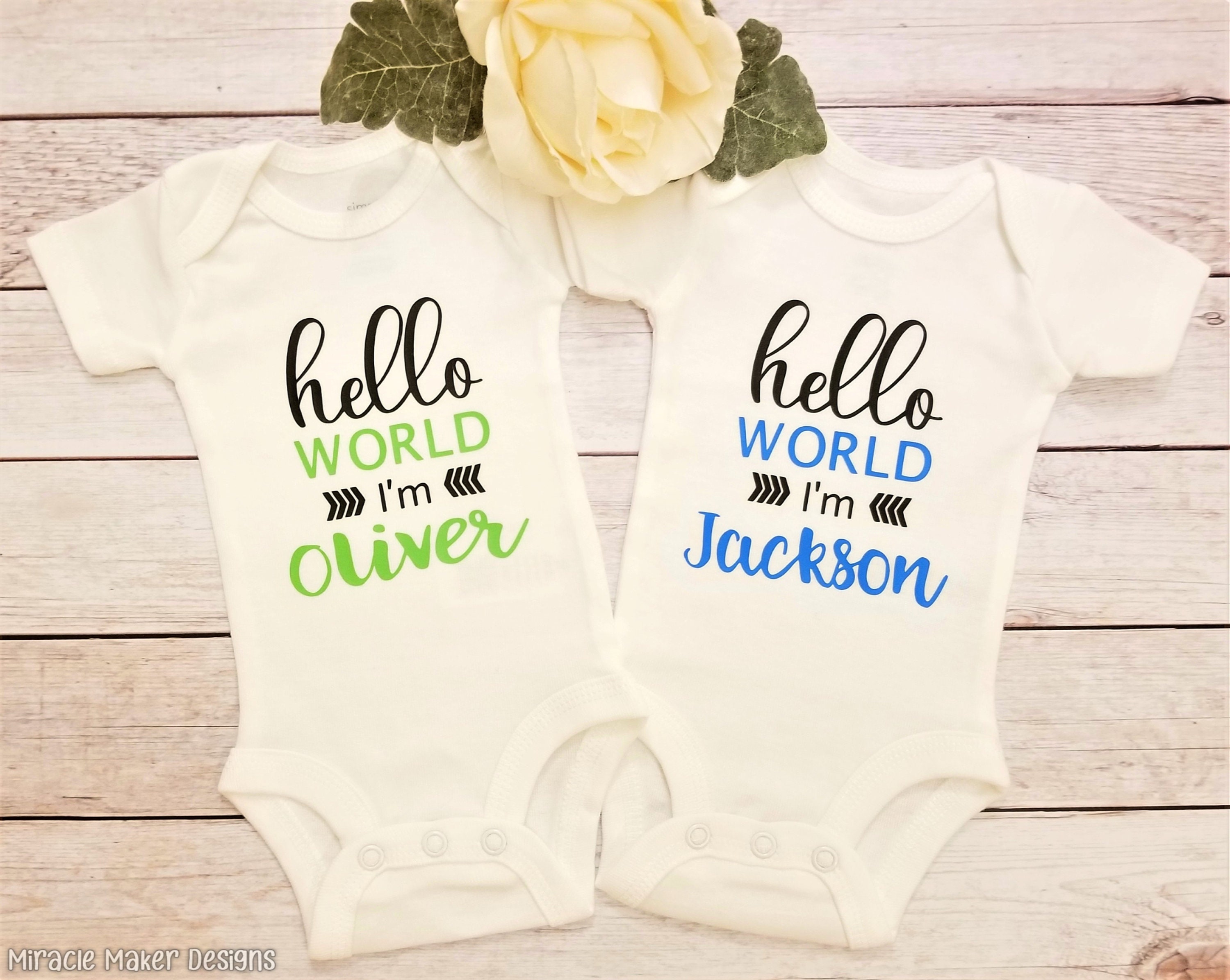 Hello World Bodysuit Newborn Outfit Baby Name Outfit | Etsy