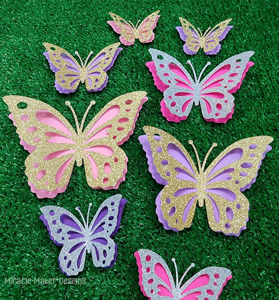 Butterfly Decorations, 3D Butterfly Wall Art, Butterfly Birthday Party ...