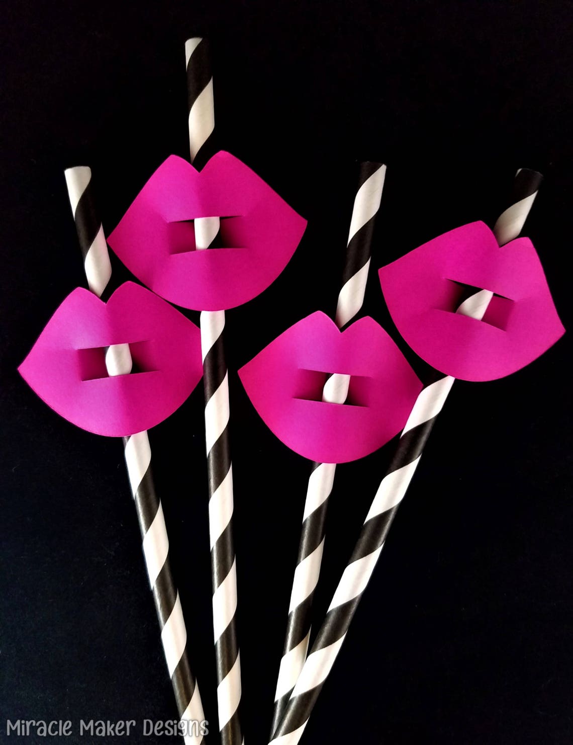 Lips Party Straws Kisses Straw Toppers Hot Pink Lips Paper | Etsy