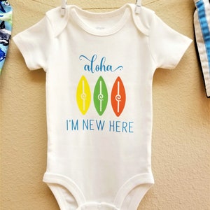 Aloha Baby Bodysuit, Aloha I'm New Here, Hawaiian Baby Outfit ...
