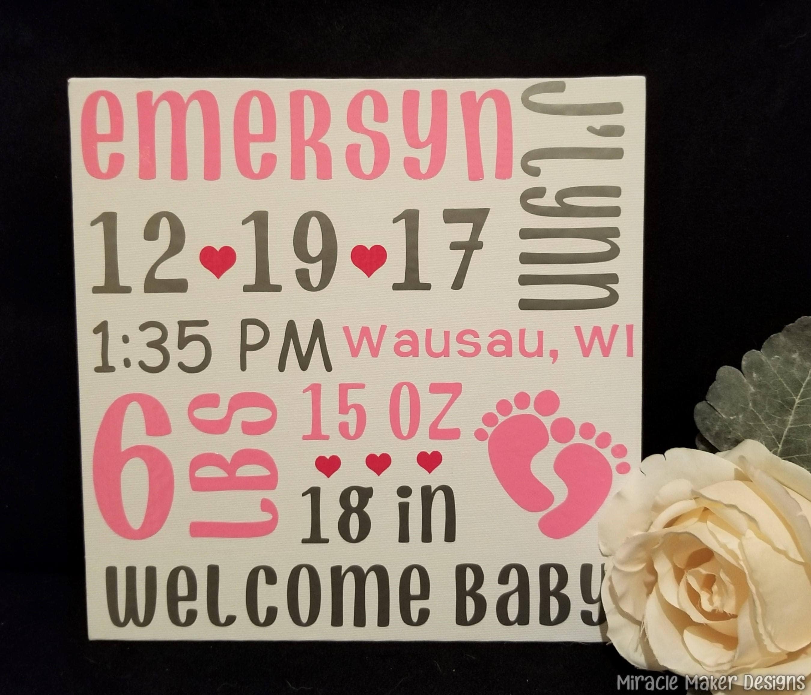 Personalized Birth Announcement Sign Birth Stat Sign Baby | Etsy