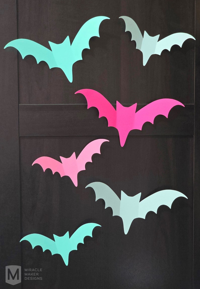 Pastel Halloween Bats, Turquoise and Pink Bats, Colorful Bats, 3D Bats ...