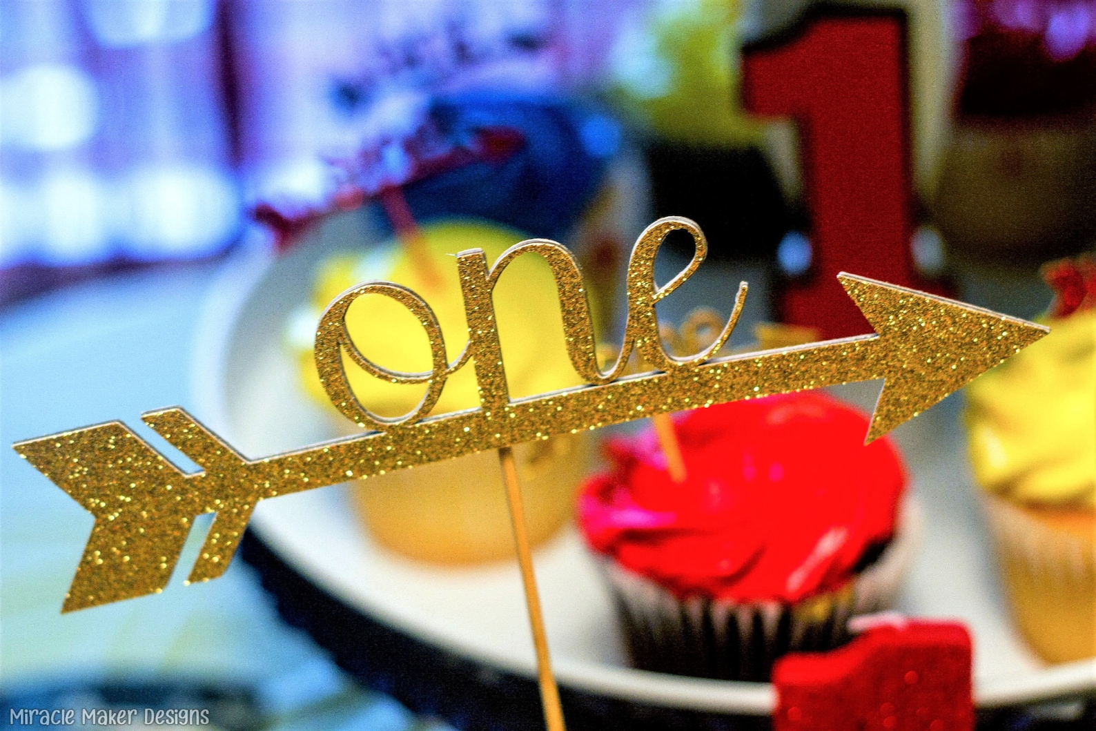 One Cake Topper Gold Glitter Cake Topper First Birthday Cake | Etsy