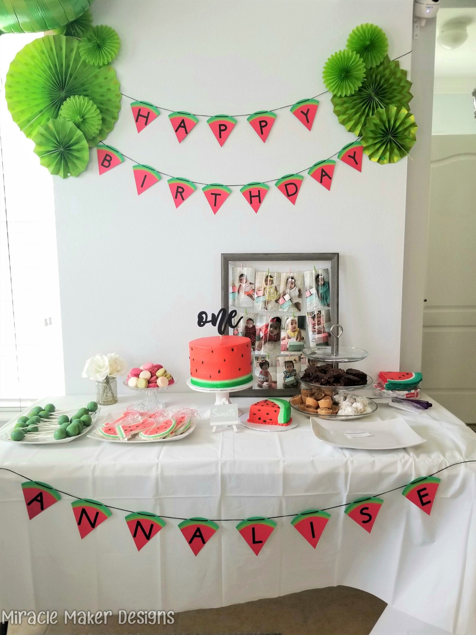One in A Melon Happy Birthday Banner, Watermelon Birthday Banner, One ...