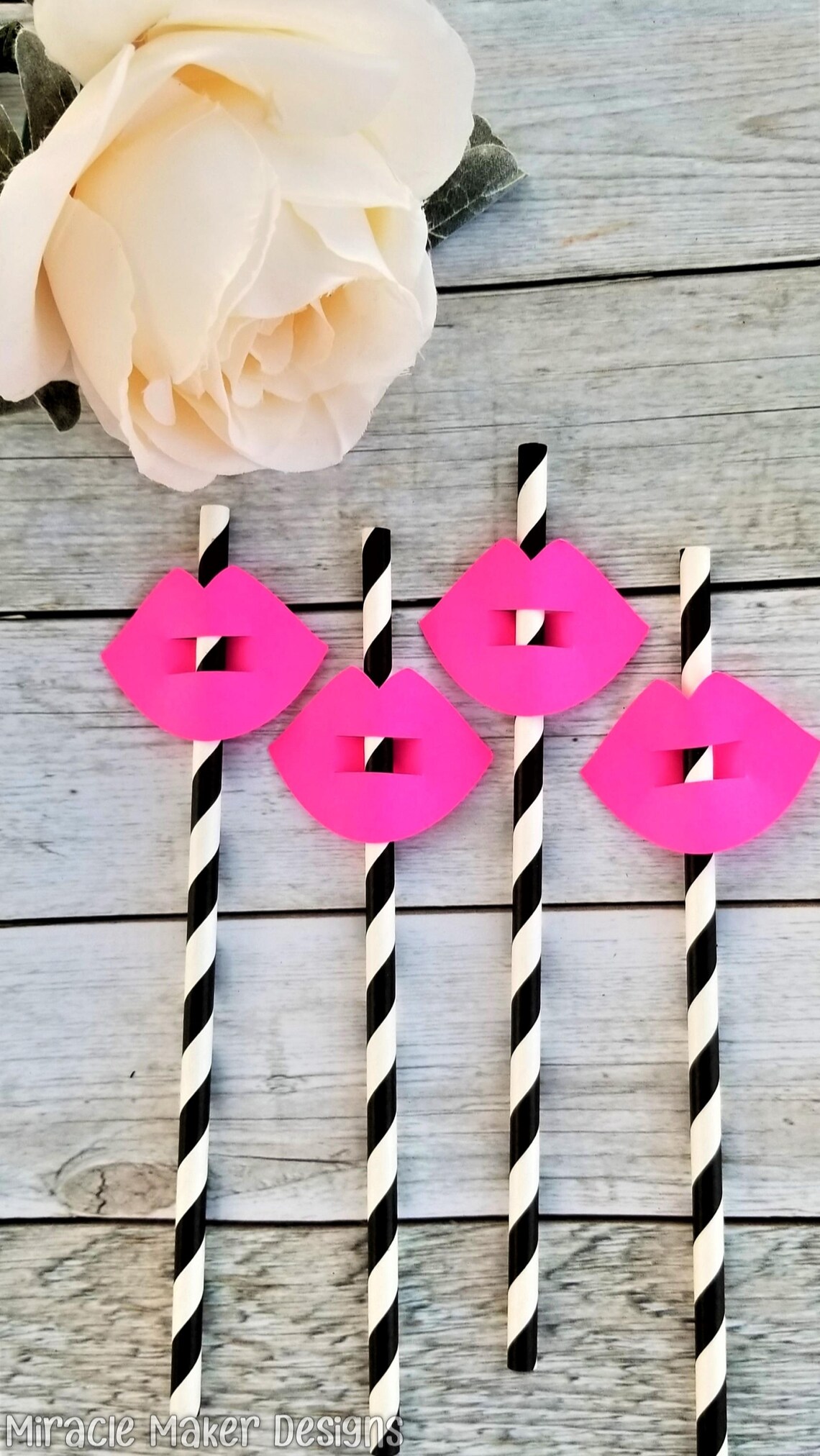 Lips Party Straws Kisses Straw Toppers Hot Pink Lips Paper - Etsy