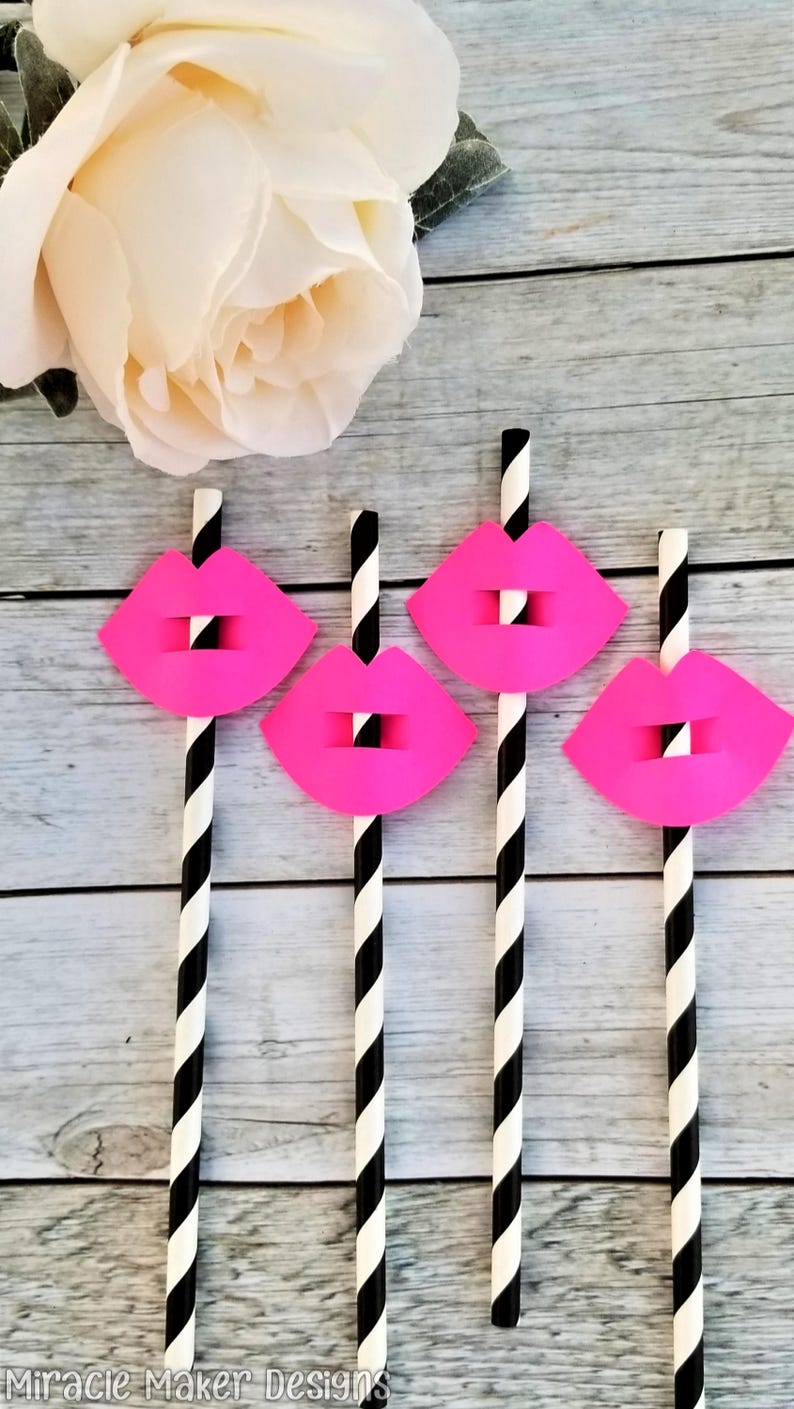 Lips Party Straws Kisses Straw Toppers Hot Pink Lips Paper - Etsy