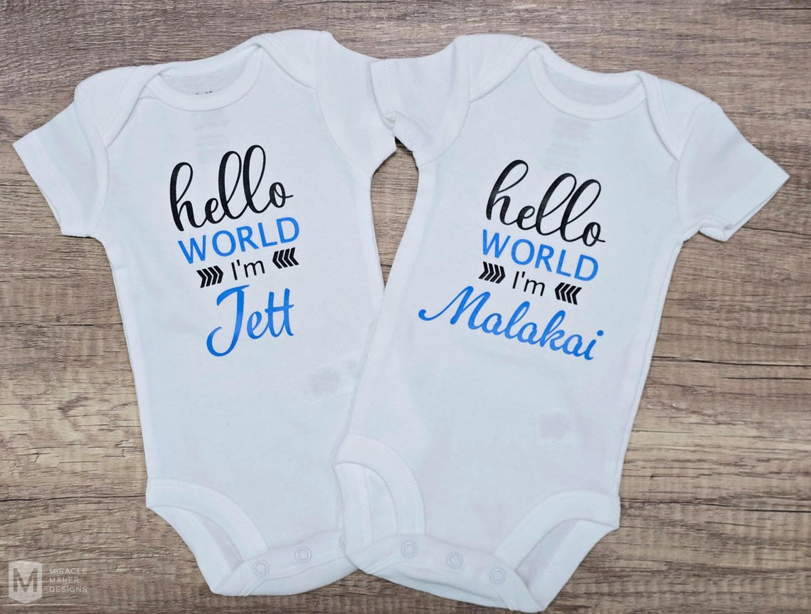 Hello World Bodysuit, Newborn Outfit, Baby Name Outfit, Personalized ...