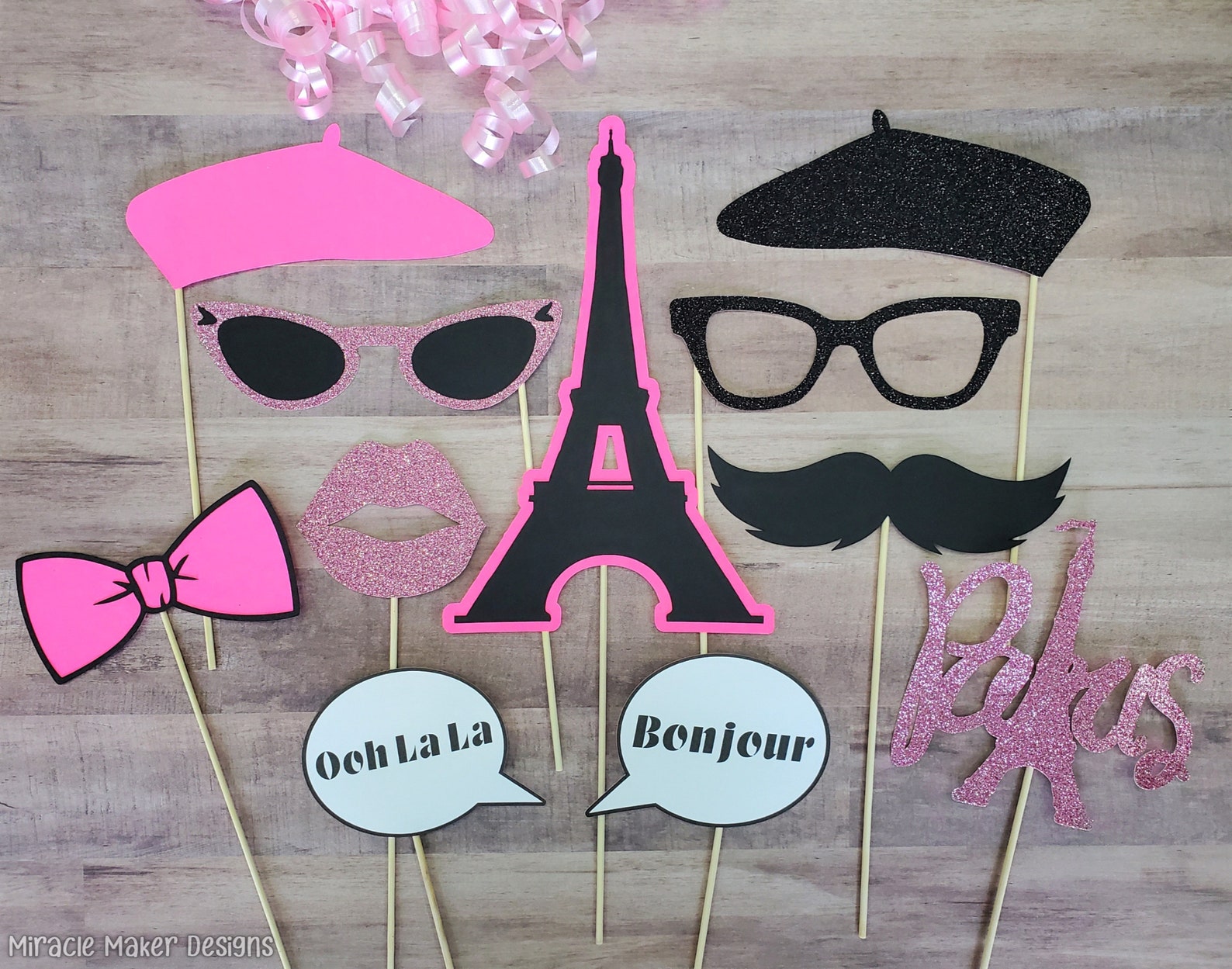 Paris Photo Booth Props Parisian Party Decorations Paris | Etsy