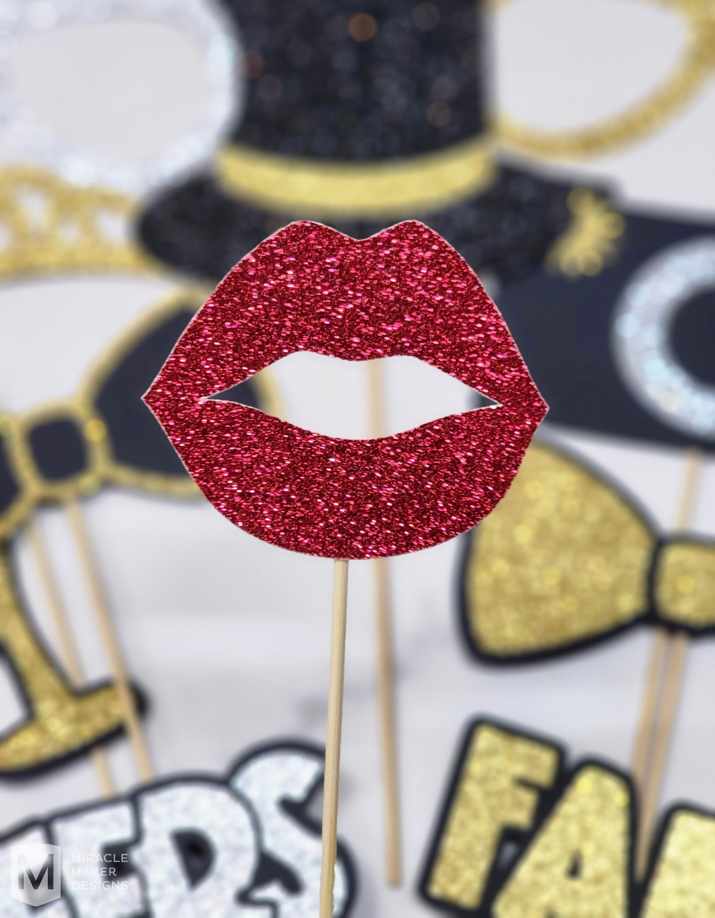 Fancy Photo Booth Props, Fully Assembled, Set of 12, Glitter Photobooth ...