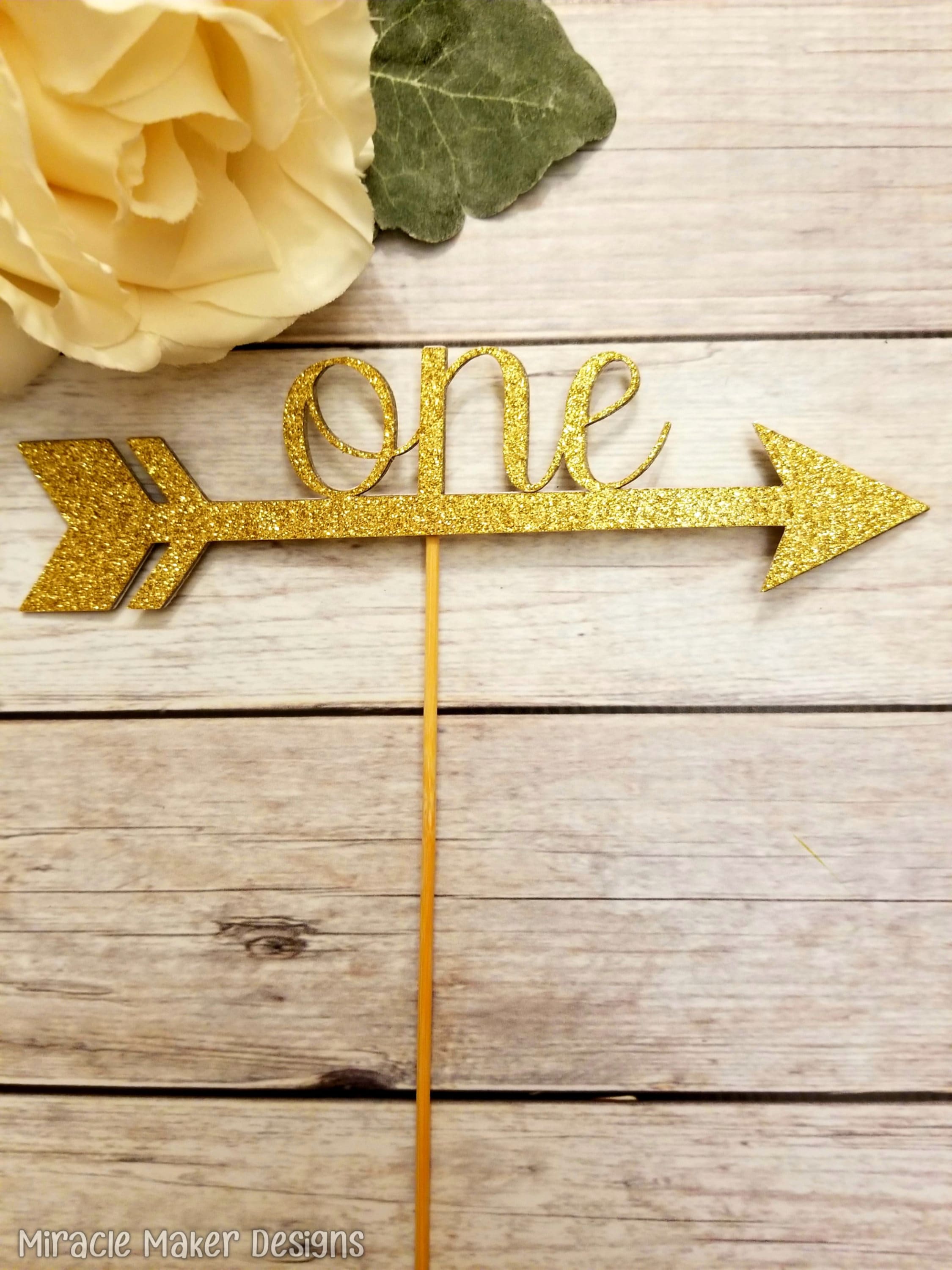 One Cake Topper, Gold Glitter Cake Topper, First Birthday Cake Topper ...
