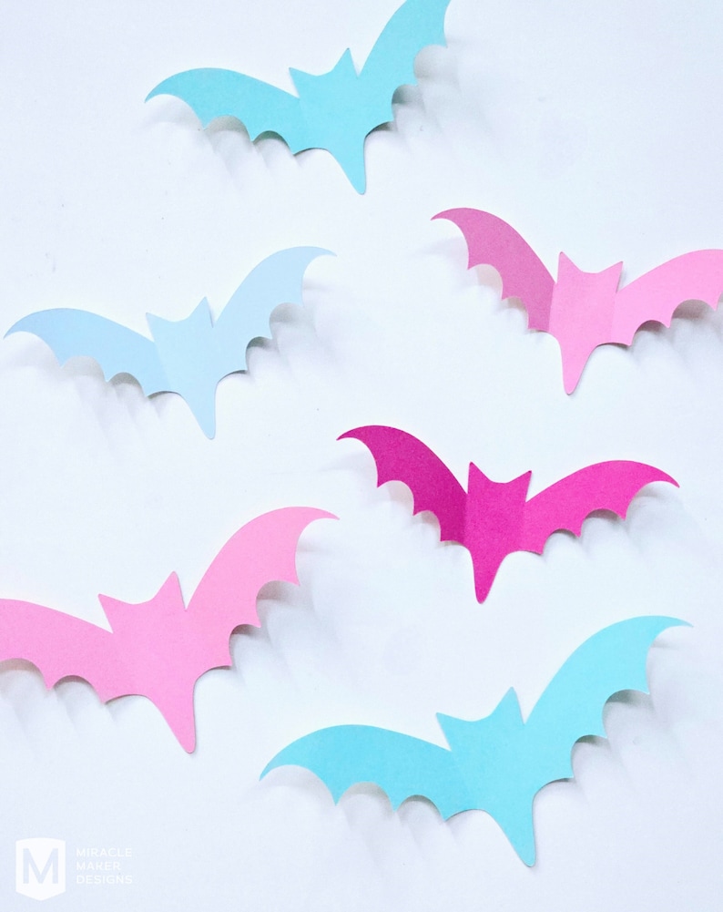 Pastel Halloween Bats, Turquoise and Pink Bats, Colorful Bats, 3D Bats ...