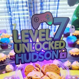 Level Unlocked Cake Topper, Customizable, Gamer Cake Topper, Video Game ...