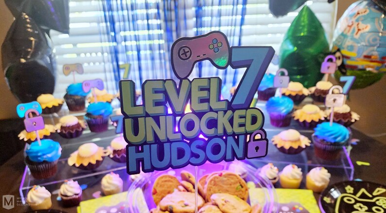 Level Unlocked Cake Topper, Customizable, Gamer Cake Topper, Video Game ...