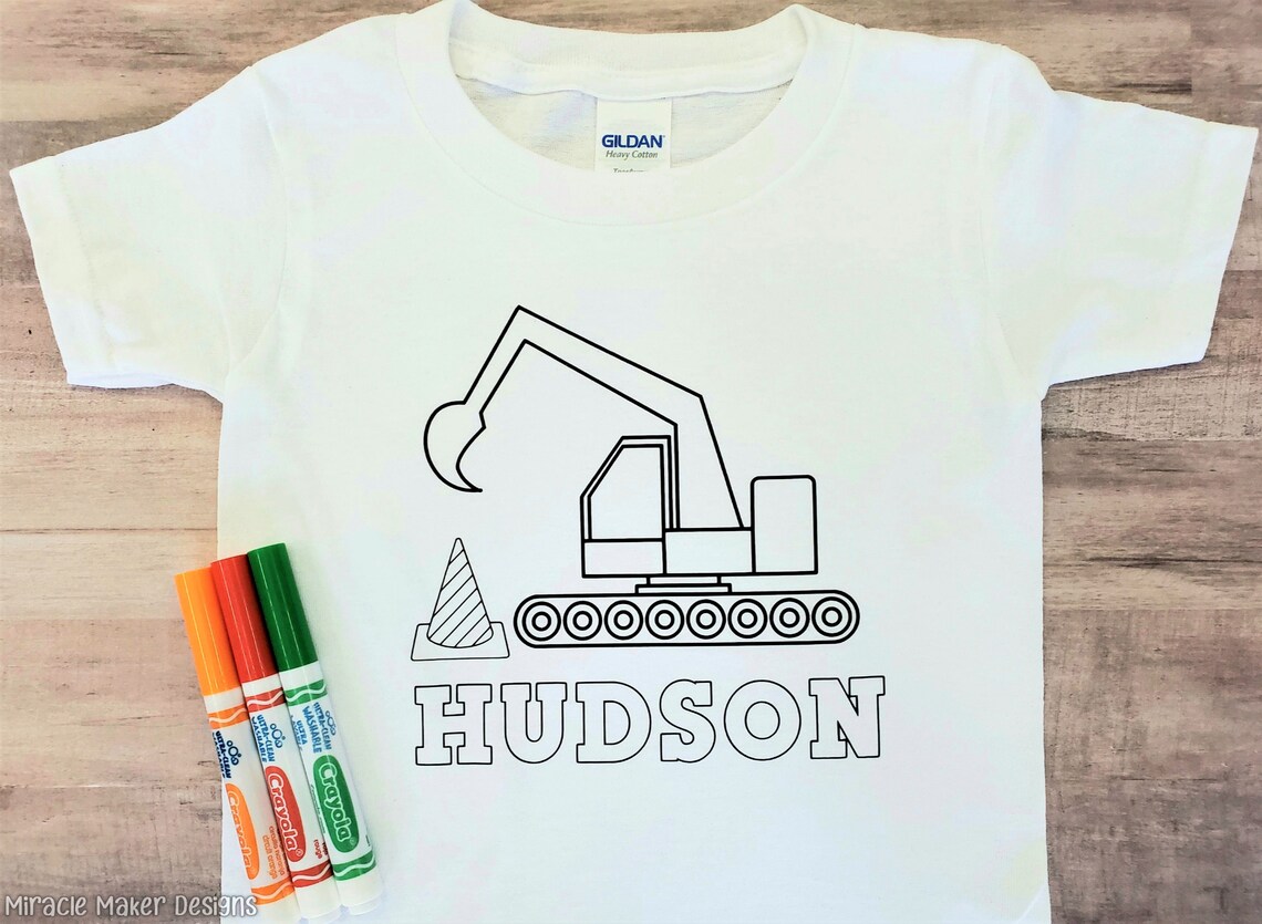 Personalized Coloring Shirt for Kids, 8 Design Choices, Kids Crafts ...