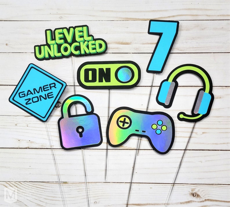 Level Unlocked Photo Booth Props, Any Age, Set of 7, Video Game Party ...