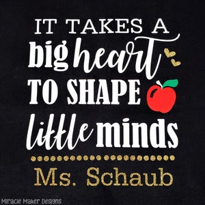 Teacher Tote Bag, It Takes A Big Heart to Shape Little Minds, Teacher ...