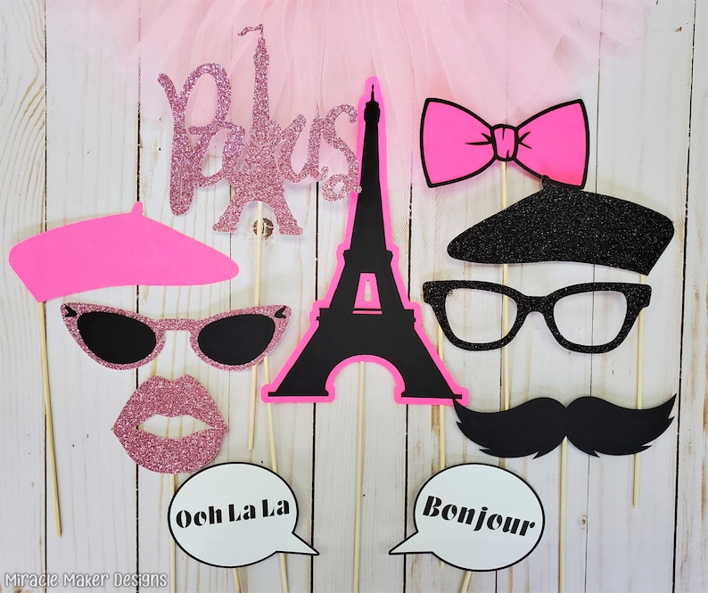 Paris Photo Booth Props, Parisian Party Decorations, Paris Party Table ...